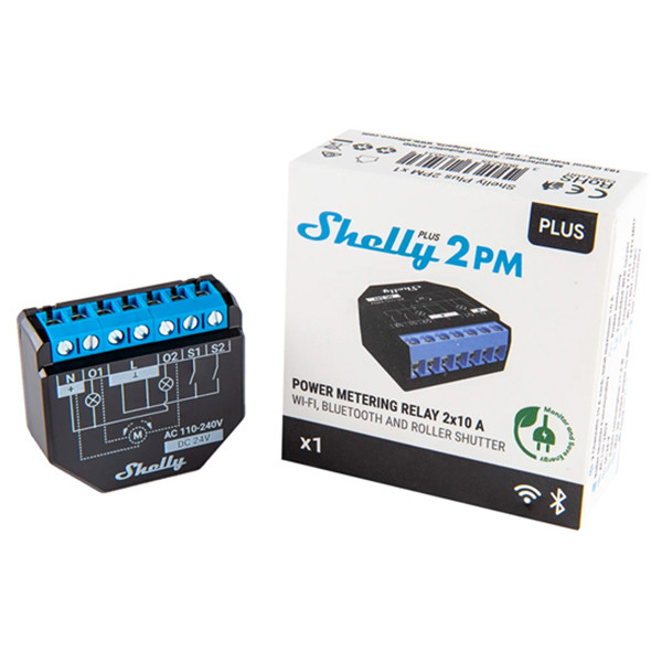 Shelly Plus 2PM module | Bluetooth, WiFi | Zwart Shelly 123led.nl